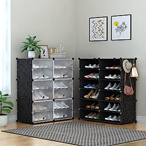 HOMIDEC Shoe Rack Organizer, 6 Tier Storage Cabinet 24 Pair Plastic Shoe Shelves for Closet Hallway Bedroom Entryway