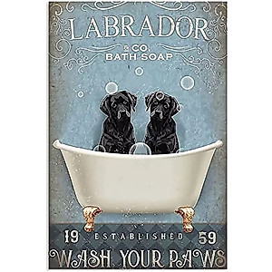 Black Labrador Metal Tin Sign Black Labrador Co.Bath Soap Funny Poster Cafe Living Room Bathroom Kitchen Home Art Wall Decoration Plaque Gift