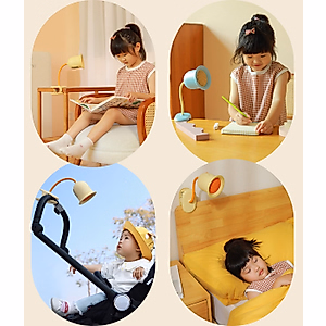 Snowpea Battery Operated Stroller Fan, Silicone Material, Bladeless, Finger-Friendly, 3 Speeds, Portable Mini Fan Clip-on Fan with Flexible Pod for Desk, Car Seat, Crib, Stroller, Camping - Blue