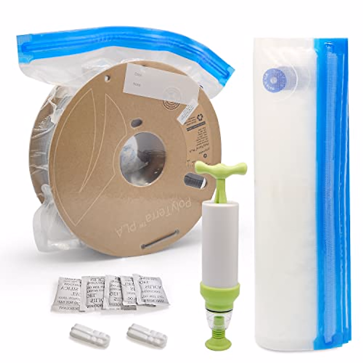 AJOYIB 3D Printer Filament Moisture Proof Storage Bag & Hand Exhaust Pump Reusable Vacuum Sealed Bags 10 x Compression Dryer Bags, 10 x Silica Gel Desiccant