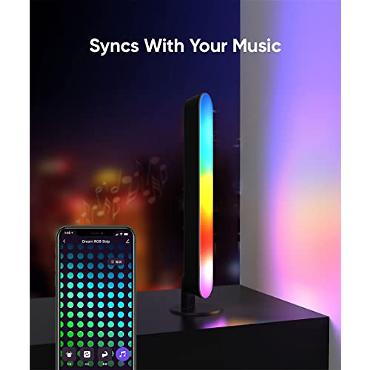 Smart LED Light Bars 2 PCS, Light Bar Dimmable Color Changing with Music Sync, Ambient Lighting Compatible with Alexa and Google Assistant, Gaming Lights with WiFi APP