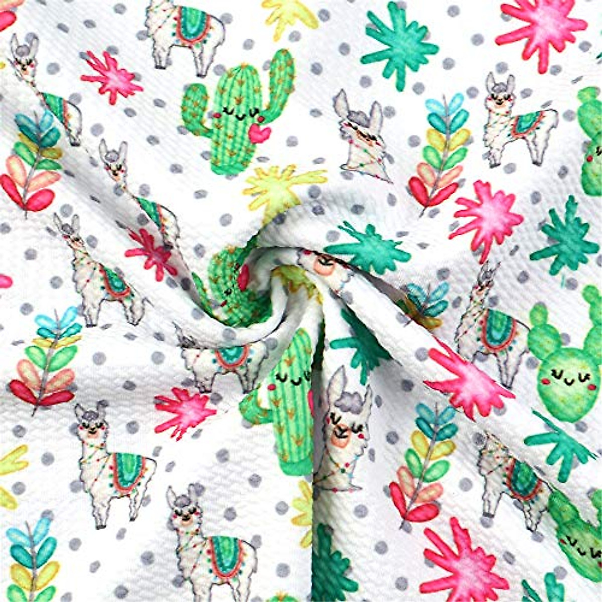 David Angie Cactus Sheep Pattern Bullet Textured Liverpool Fabric 4 Way Stretch Spandex Knit Fabric by The Yard for Head Wrap Accessories (Plant)