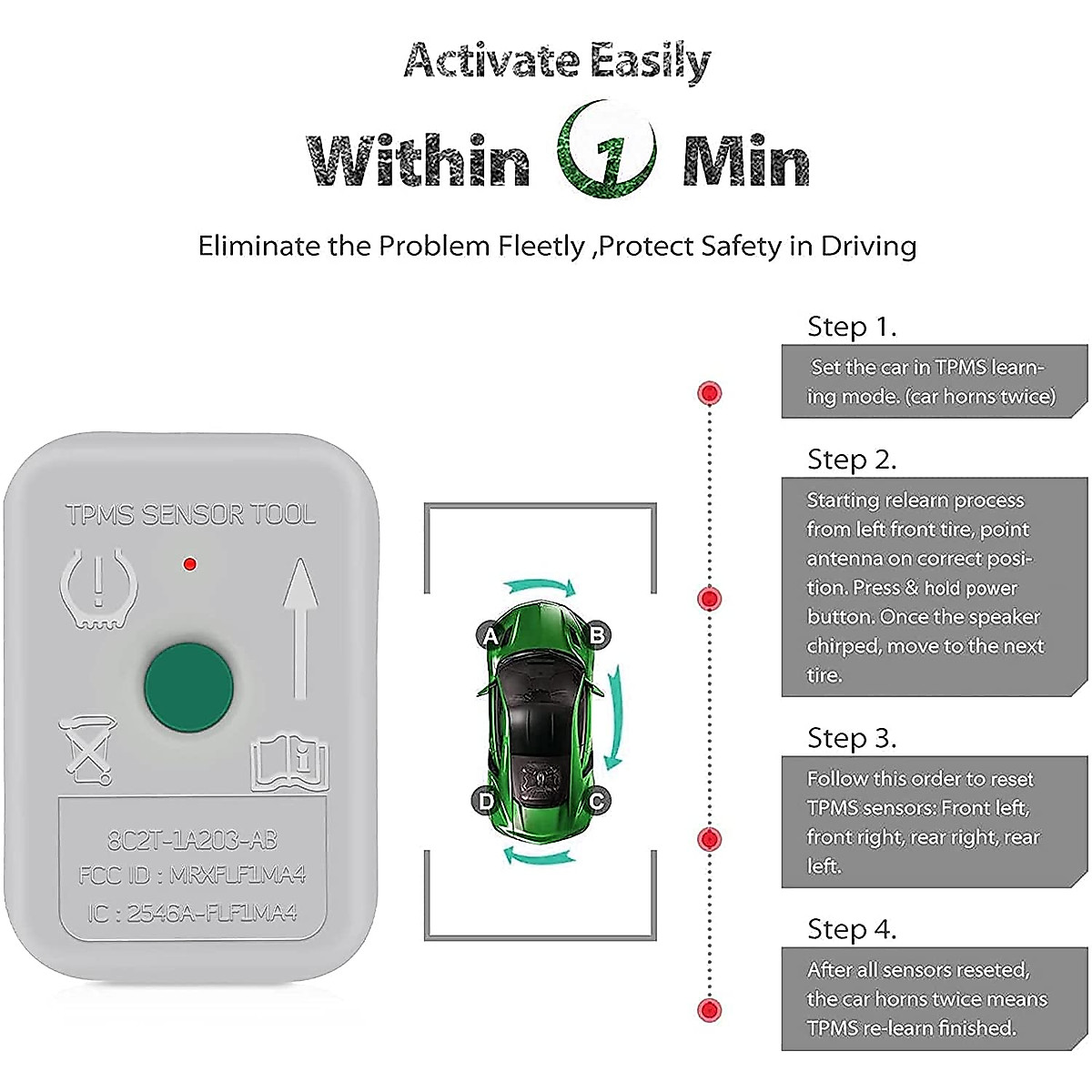 JDIAG TPMS Sensor Tool, TPMS Relearn Tool for F150 Auto TPMS Reset Sensor Programming Training Tools Tire Pressure Monitoring System (TPMS-19 / 8C2Z-1A203-A)