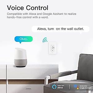 MOES WiFi Smart Outlet Extender Shelf Multi Outlets with 2AC Electrical Socket Splitter Wall Plug Expander with Nightlight Relay Status and Light Mode, 2x1000W, White Removable Shelf