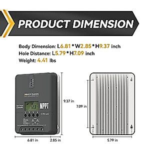 Power Queen 12/24V 30 Amp MPPT Solar Charge Controller and Bluetooth Adapter, Support Remote Monitoring, Default for LiFePO4 Batteries and Compatible with Sealed, Flooded, Gel and Lead-Acid Battery
