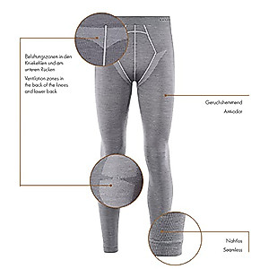 FALKE Men's Wool Tech. Long Tights Base Layer Bottom, Thermal Breathable Quick Dry, Black (Black 3000), S, 1 Pair