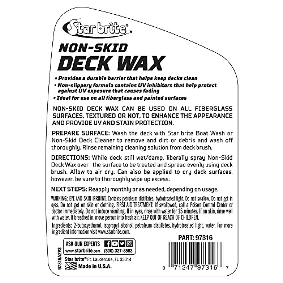 STAR BRITE Non-Skid Deck Wax Spray - Non-Slip Protection From Stains & UV Damage - 16 OZ (097316)