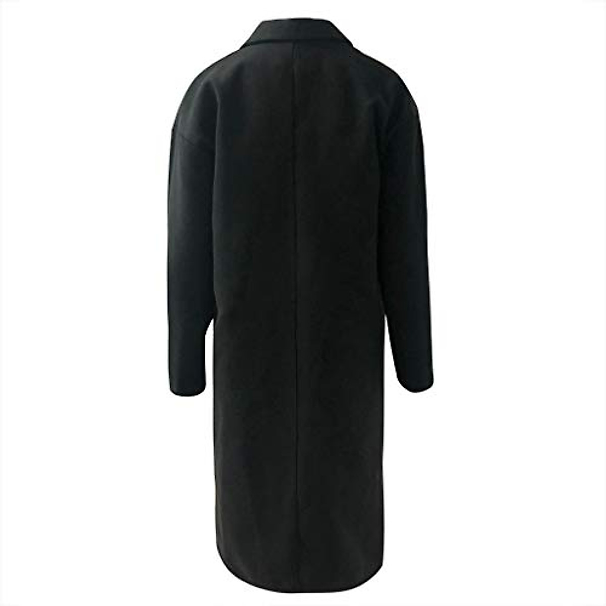 Padaleks Women's Lapel Open Front Long Cardigan Trench Coat Warm Winter Outwear Jackets Double Breasted Overcoat Black