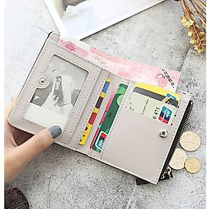 YaJaMa Cute Cat Fox Rabbit Embroidery Women Wallet Small Bifold PU Leather Credit Card Case Holder Zipper Coin Purse for Girls (Black)