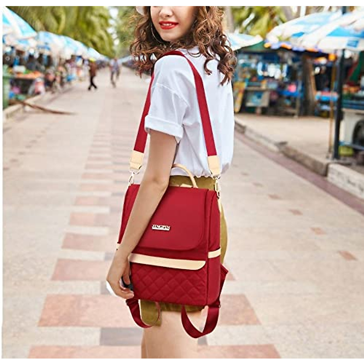 MBVBN Fashion Mochila Solid Color Women Backpack Purse Travel Bag Teenagers School Bags Kawaii (Red)