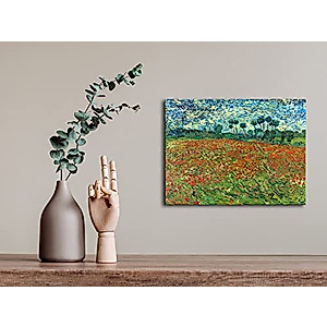 Wieco Art Poppy Field June 1890 Canvas Print of Vincent Van Gogh Wall Art Paintings Reproduction Field Pictures Artwork for Wall Decor and Home Decorations