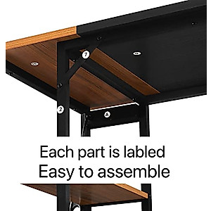 YOLOXO Computer Home Office Desk with Power Strip Outlet, 63 Inch Small Desk Study Writing Table with Storage Shelves, Modern Simple PC Desk, Black/Seablue,Blue