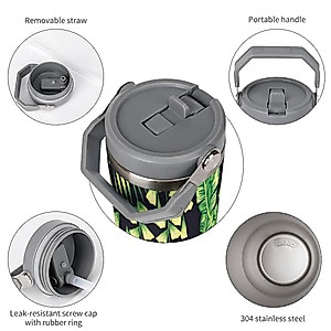 GemGam Stainless Steel Tumbler with Lid And Straw 30 Oz Top Handle Palm Tree Colorful Flower Leakproof Vacuum Insulated Water Bottle for Car Travel Exotic Plant