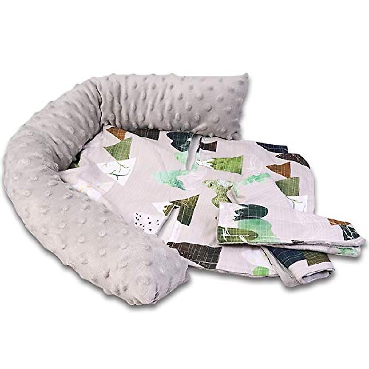 Baby Carseat Headrest and Strap Covers, Minky Adventure Mountain Baby Carseat Head Support & Carseat Neck Cover,Infant Head Support Pillow, Toddler Headrest Cushion Pad for Carseat Strollers Carrier