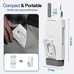 8-in-1 Airpod Cleaner Kit & 2 Extra Cleaning Cloths, Airpods Cleaning Kit, Phone Cleaning Kit, Screen Cleaner, Laptop Cleaning, Keyboard Cleaner, Device Cleaning Kit for Earbuds/MacBook/Earphone