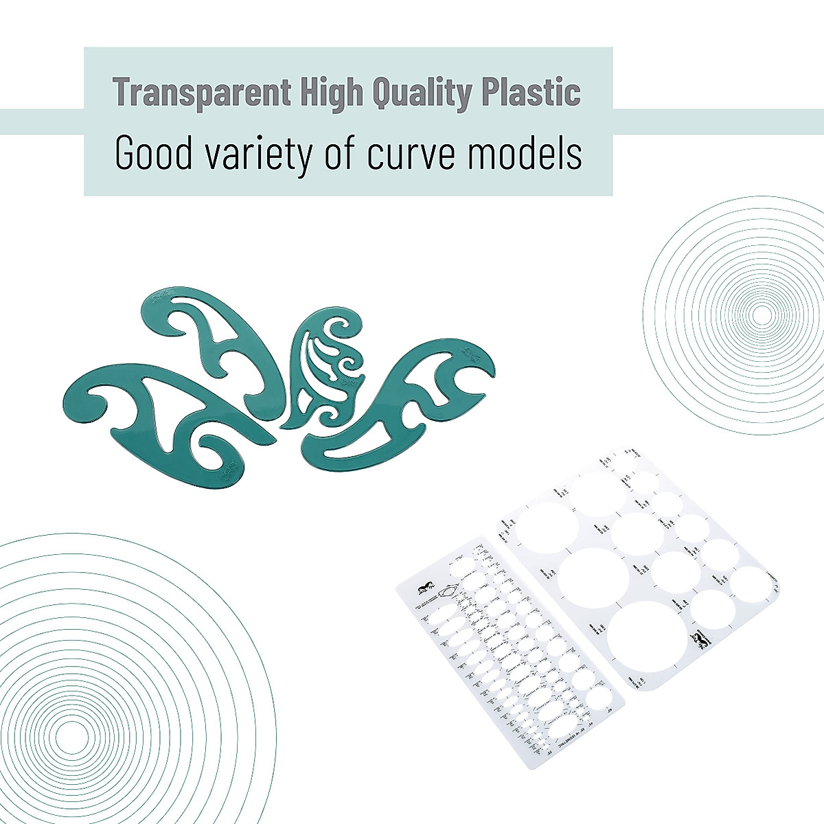 Mr. Pen- French Curve, Large Circle Template and Ellipse Template (6 Pc), Curve Ruler, Drawing Tools, Drafting Tools, Geometry Template, Drawing Templates, Architectural Templates, Journaling Supplies