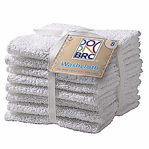 Best Ride On Cars BRC Multi Pack 100% Cotton 12x12 White Washcloths, 8 Piece Set, Makes a Great Gift!