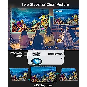 WiFi Projector with Bluetooth 5.1, COMAOGO Mini Projector 9500 Lumens 1080P 220” 5G Mirroring Movie Portable HD Projectors for TV, PC, HDMI, USB, VGA, iOS/Android