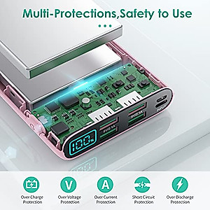 Portable Charger 38800mAh,LCD Display Power Bank,4 USB Outputs Battery Pack Backup, Dual Input USB-C in&out Phone Charging Compatible with iPhone 15/14/13 Pro Max/12,Android Samsung Galaxy/Pixel-Pink