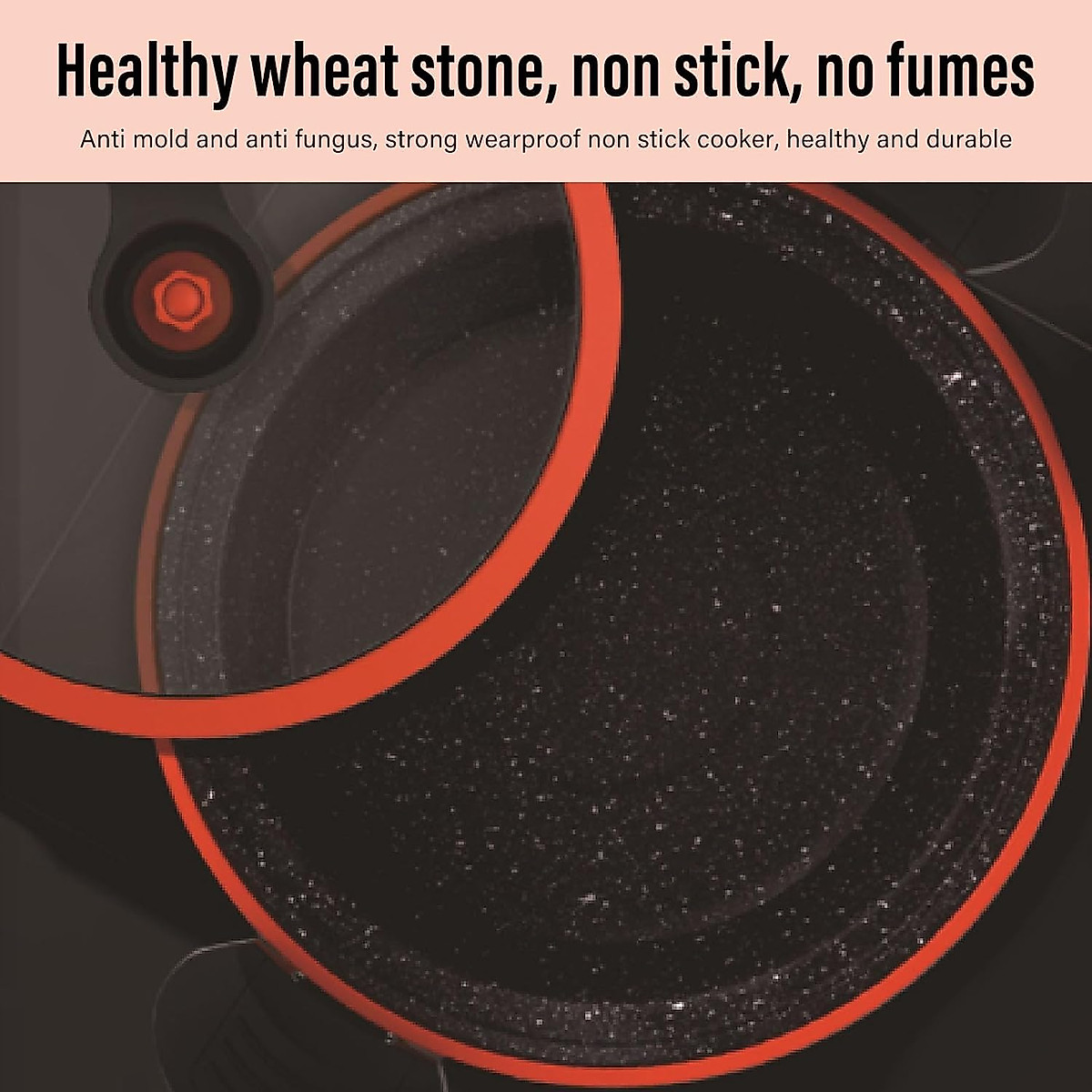 Non Stick Pressure Cooker,Thickened and Durable Medical Stone Soup Pot 8L Large Capacity Micro Pressure Cooker with Transparent Glass Lid (Orange)