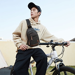 Imyth Small Retro Canvas Sling Bag, 2 In 1 Messenger Bag and Casual Shoulder Backpack Applicable for Women and Men Hiking Chest Bag(Black)