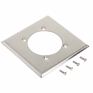 Leviton S701-40 2-Gang Power Receptacle Wallplate, Flush Mount, Standard Size, Device Mount, 302 Stainless Steel