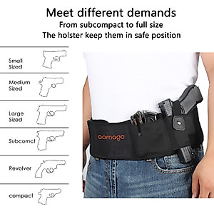 Aomago Belly Band Holster for Men Women - Gun Holster for Comfortable Carry Fits Glock, Smith Wesson, Taurus, Ruger, and More-Breathable Neoprene Waistband Holster for Most Pistols and Revolvers