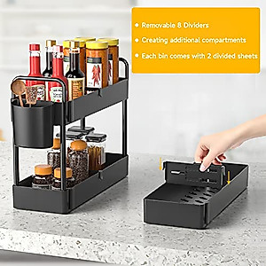 3 Pack Under Sink Organizers And Storage With Dividers,2-Tier Bathroom Organizer Under Sink,Kitchen Organization,Cabinet Organizer With Hooks,Hanging Cup,Dividers,Handles