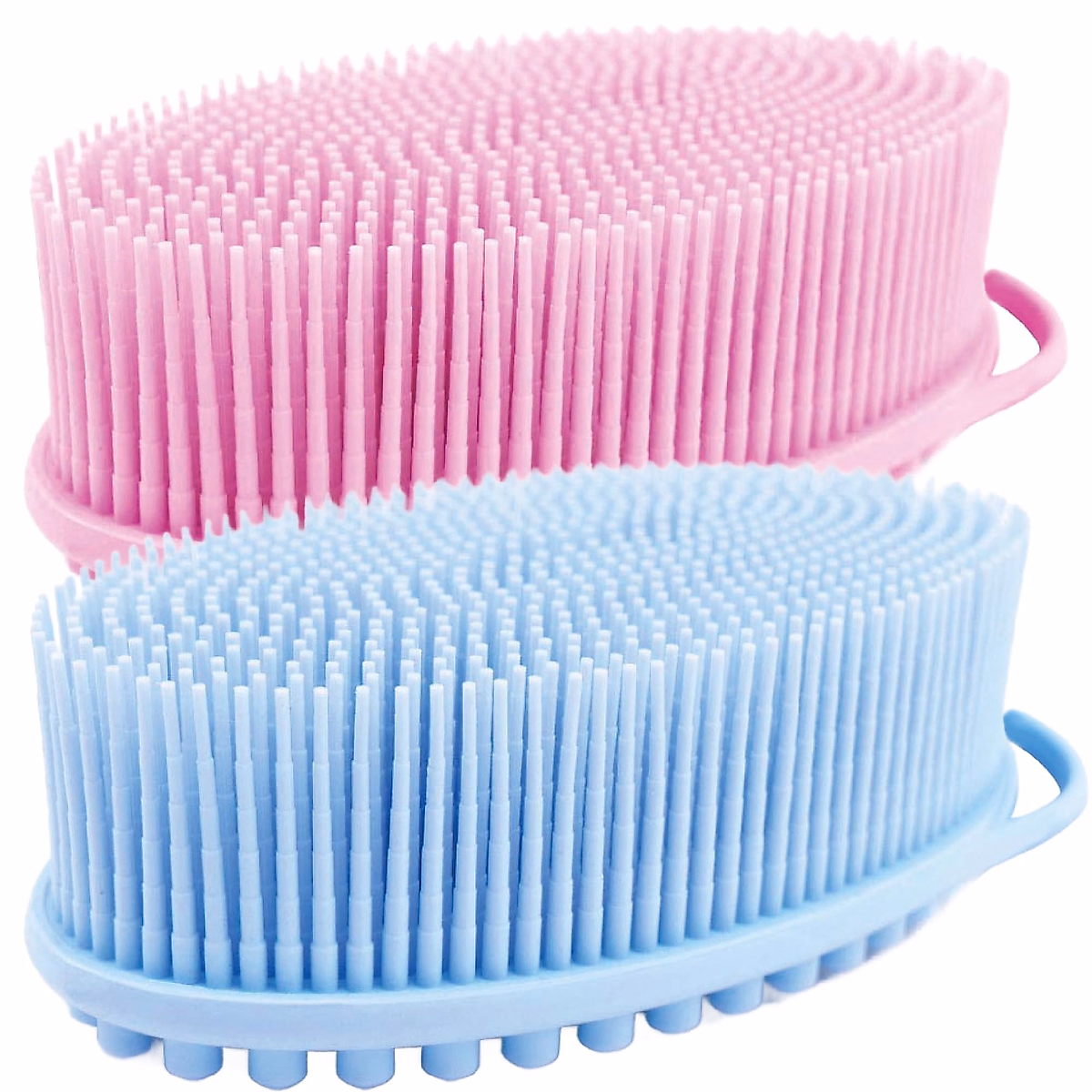 Avilana Blue and Pink Silicone Body Scrubber Bundle - Vibrant and Cheerful Dual-Tone Set