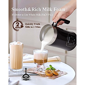 5-in-1 Milk Frother and Steamer - Upgraded Automatic Milk Steamer 11.8oz Hot & Cold Foam Maker and Milk Warmer with LED Display Touch Screen & Two Whisks for Latte,Cappuccinos,Silent Working
