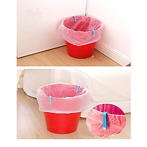Wanton Trash Can Waste Basket Garbage Bin Clamp Garbage Rubbish Bag Clip Anti-Slip Fixation Clip Holder Blue