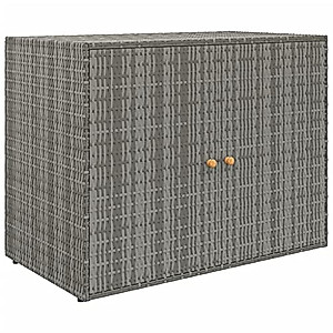CHARMMA Outdoor Storage Cabinet Poly Rattan Garden Storage Shed with 2 Doors and Large Storage Compartment Weather Resistant Outdoor Storage Cabinet for Garden,Patio,Balcony Gray 39.4"x21.9"x31.5"