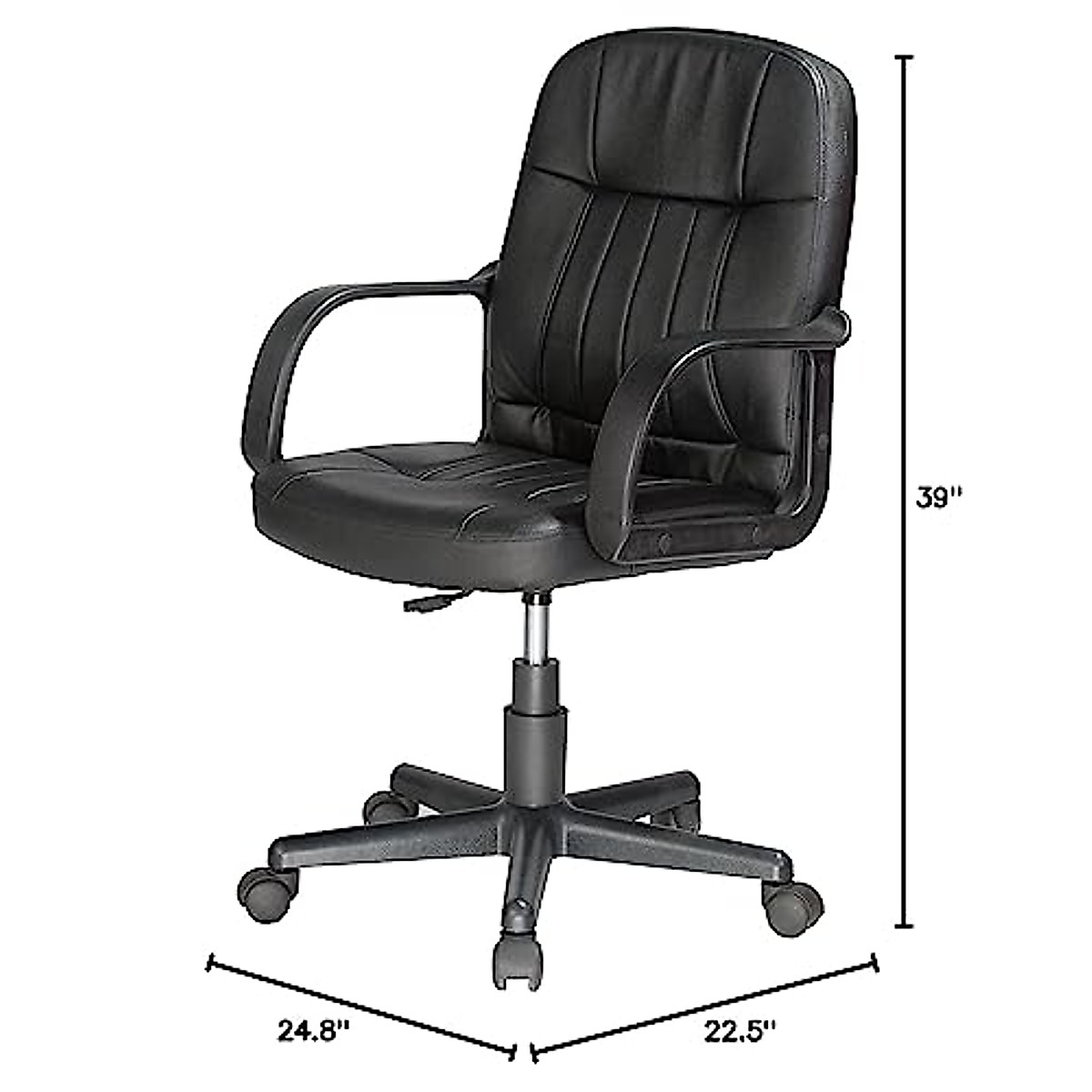 Comfort Products Mid-Back Leather Office Chair, Black