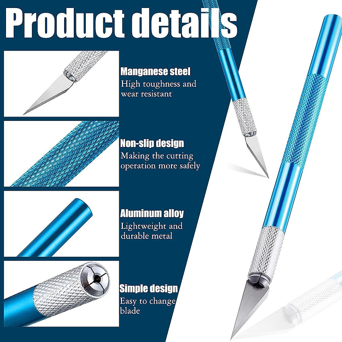 1 Pieces Craft Knife Hobby Knife with 11 Pieces Stainless Steel Blades Kit for Cutting Carving Scrapbooking Art Creation (purple)