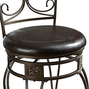 Powell Big and Tall Back Scroll Stool, Counter Height, Dark Bronze/Brown