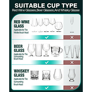 WantJoin Electric Commercial Glass Washer,Winery Wine Glass Cleaning Machine,5 Cleaning Brush Washers Glass,Perfect for Bars and Cafes