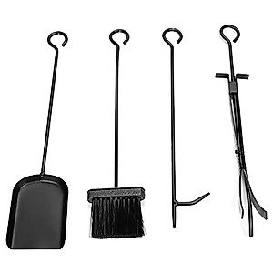 HECASA Firewood Rack with 4 Fireplace Tools Set Indoor Outdoor Wood Holder Heavy Duty Large Log Bin Holder Storage Tool Set Accessories