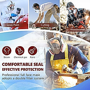 GZYZAMZ 6800 Full Face Gas Mask - Anti-fog, Dust-proof Respirator Nuclear with 2097 & 6001CN Filters Protection for Painting, Mechanical Polishing, Welding and Other Work Protection