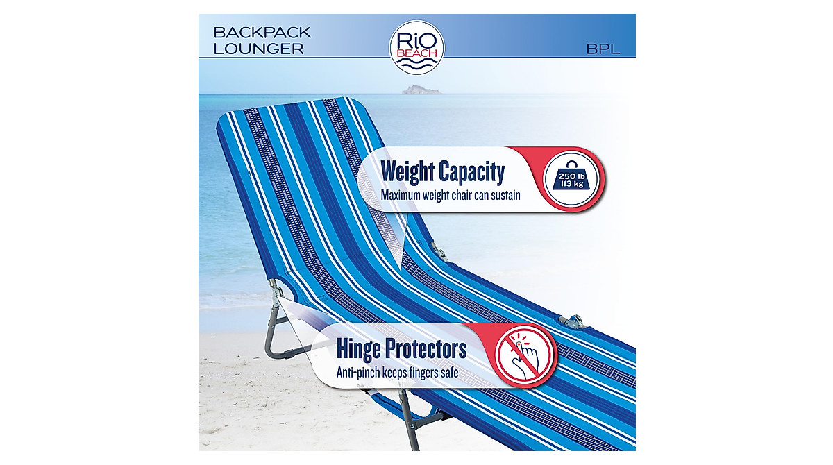 Rio Beach Portable Lay Flat Backpack Lounge Chair