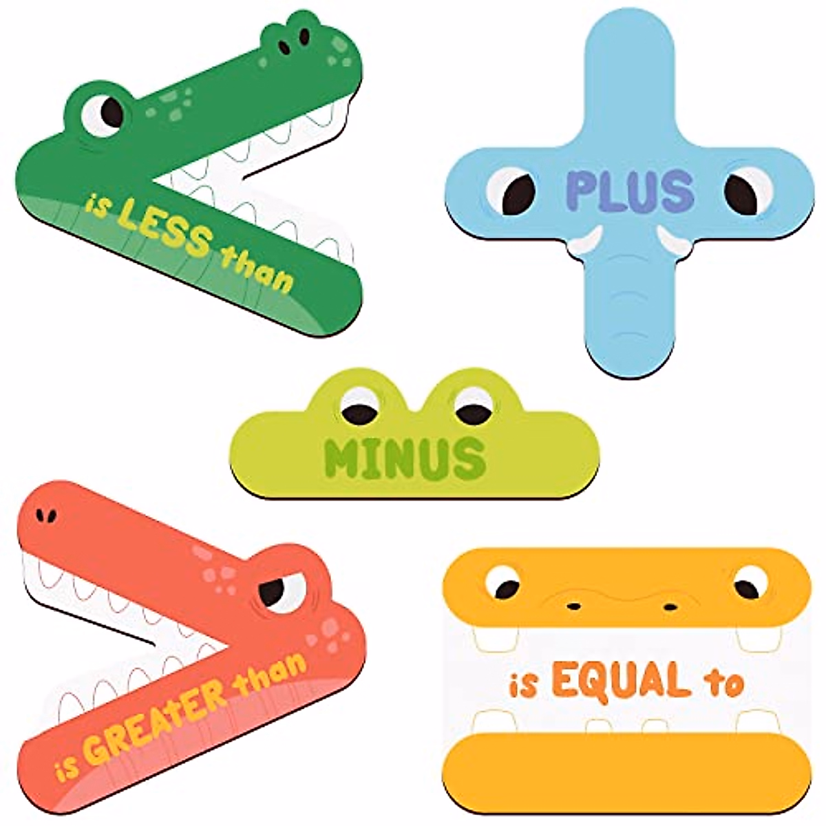 Flutesan 5 Pack Math Sign Magnetic Teacher Tools, Greater Than and Less Than, Plus, Minus, Equal to, Animal Math Magnets for Teacher School Classroom Supplies, Help Kids to Learn and Understand Math
