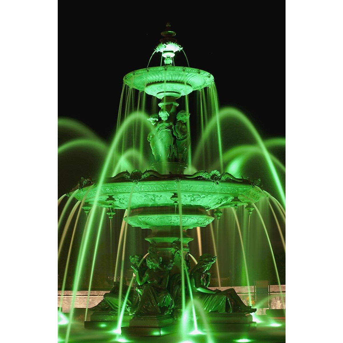 Posterazzi Tourny Fountain Illumination Poster Print by Green Light City Quebec Canada, (12 x 19)