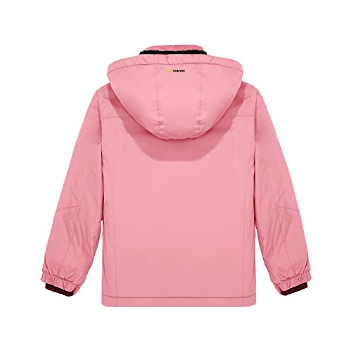 GEMYSE Girl's Waterproof Ski Snow Jacket Fleece Windproof Winter Jacket with Hood (Coral Pink,10/12)