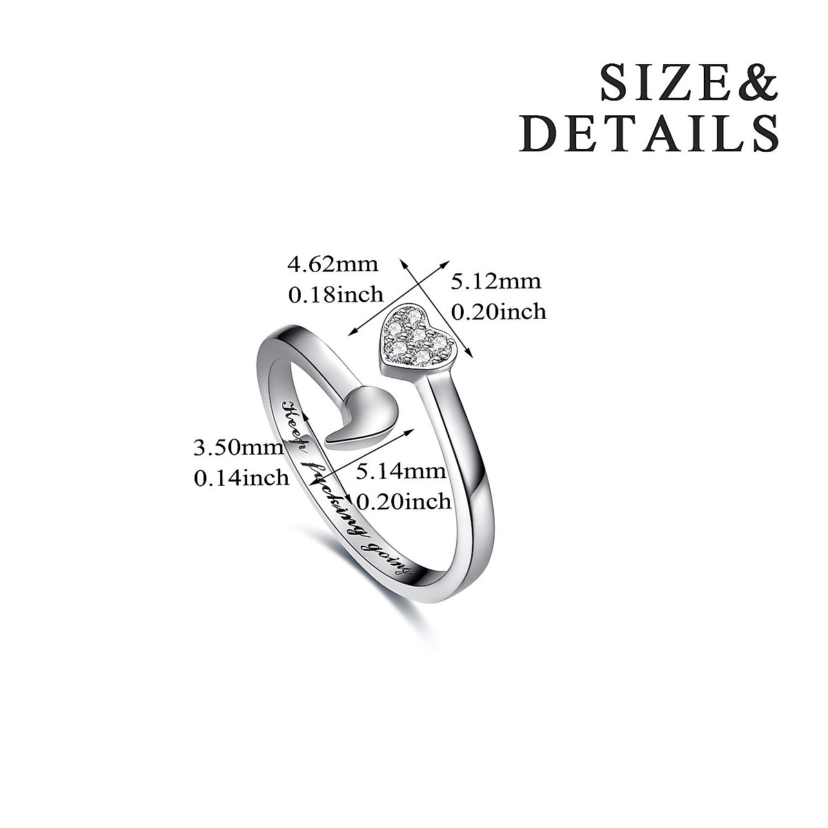 AXELUNA 925 Sterling Silver Ring Keep Going Semicolon Ring Inspirational Gifts for Women (10)