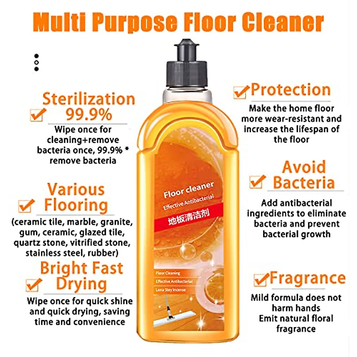 XIRUJNFD Sonieya Multi Purpose Floor Cleaner, Household Floor Cleaners, Sonieya Floor Cleaner, Floor Cleaner Liquid, Floor Cleaner for Mopping, for Tiles, Hardwood, Wood Floors (Ocean,1Pcs/500ML)