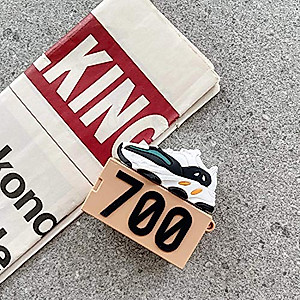 Airpods 2&1 Case, Silicone Sneaker 700 Shoe Box Case Compatible for AirPods Case,Shockproof Coconut Airpods Case Cover Accessories with Keychain for Kids Girls Teens Boys Men Women(White-700)