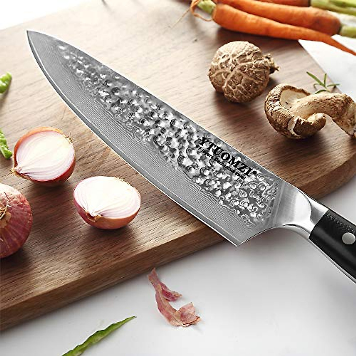 Damascus Kitchen Knife, 8 Inch Japanese Chefs Knife VG 10 Damascus Steel Knife High Carbon 67-Layer Chopping Knife, Meat Sushi Fruit Vegetable Cutting Gyuto Knife with Ergonomic G10 Handle
