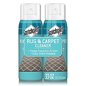 Scotchgard Rug & Carpet Cleaner, Fabric Cleaner Blocks Stains, Cleaning Sprays Make Cleanup Easier, Two 16.5 oz Cans