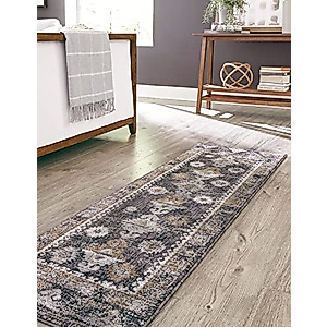 Unique Loom Eco Southwestern Collection Area Rug - Springdale (Runner 2' 7" x 12' 0", Charcoal Gray/Ivory)