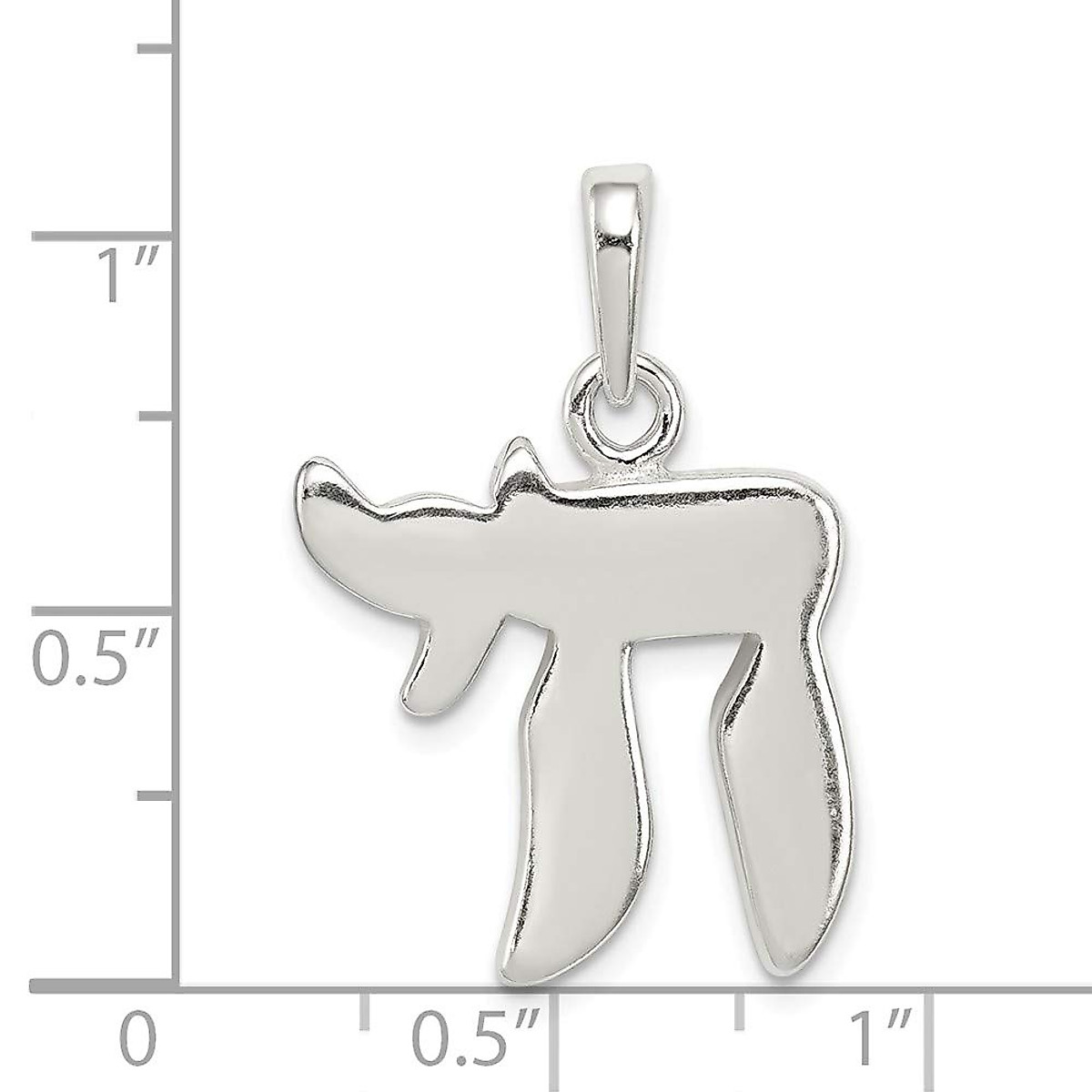 Solid 925 Sterling Silver Chai Pendant Charm 19mm