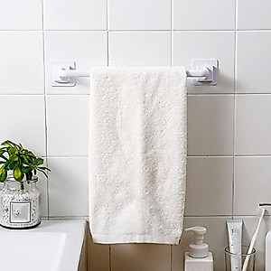 Self Adhesive Towel Rod Bar Wall Bath Towel Holder Rail Rack for Kitchen Bathroo Dish Drying Rack Over Sink Kitchen Adjustable (BK1, One Size)